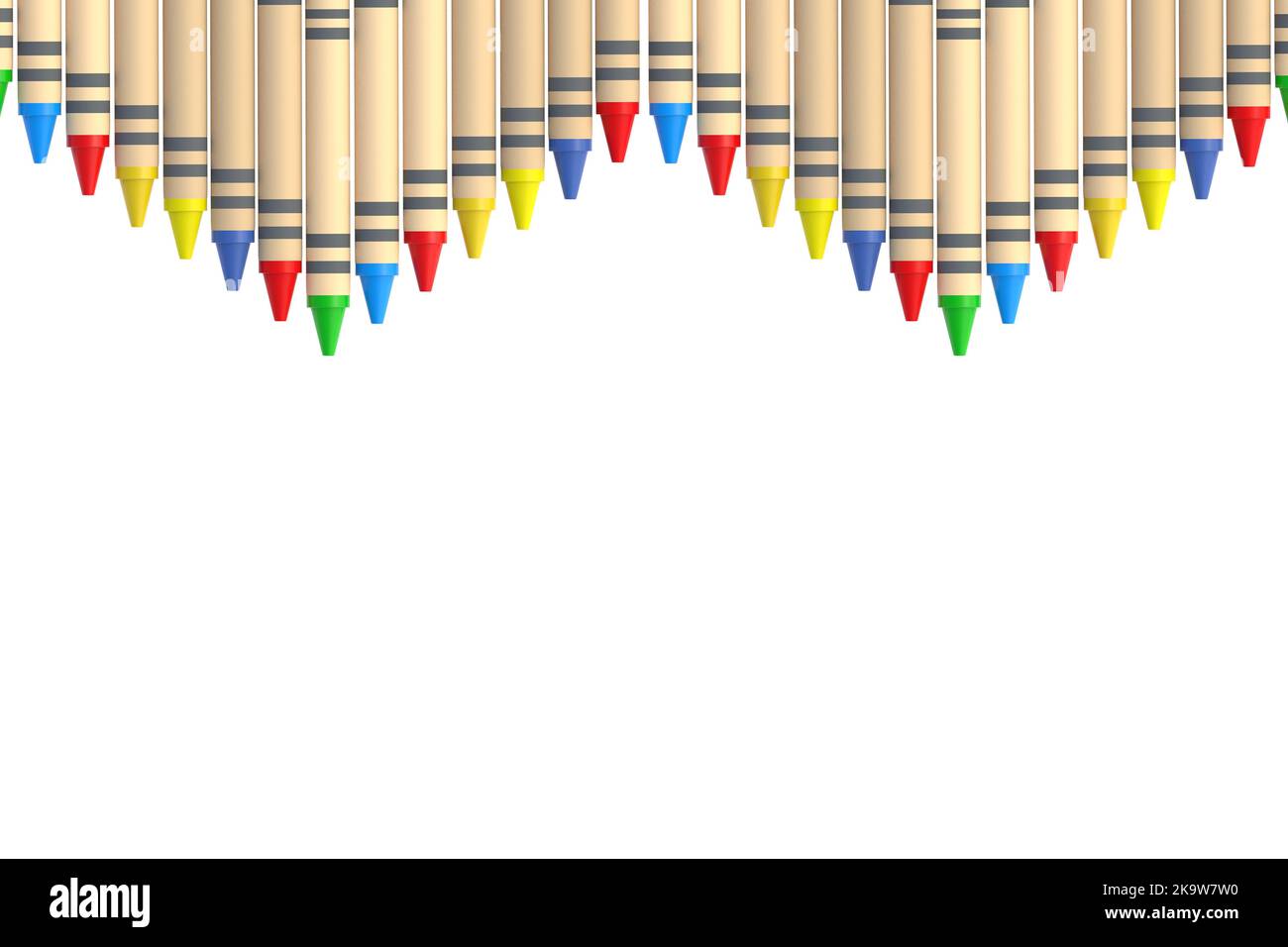 Row of wax crayons isolated on white background. 3d render Stock Photo ...