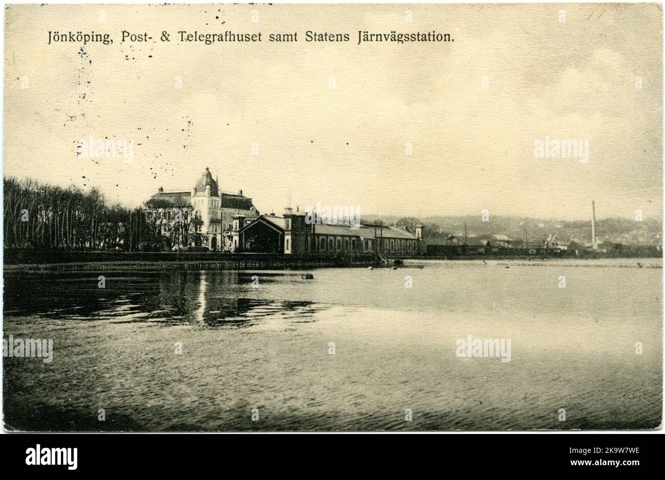 The railway station, the Post and Telegraph House in Jönköping Stock ...