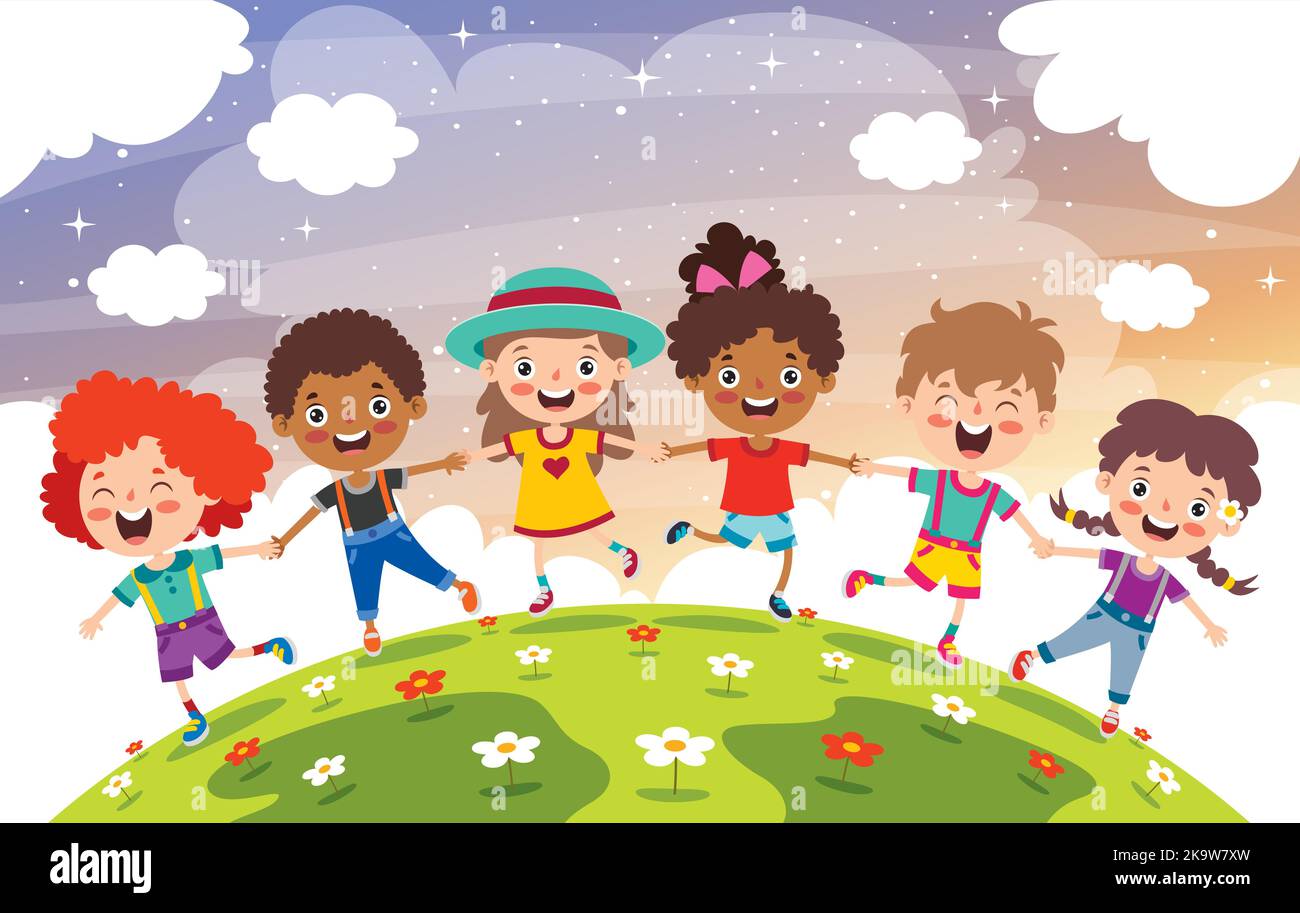 Happy Multi Ethnic Kids Stock Vector Image & Art - Alamy