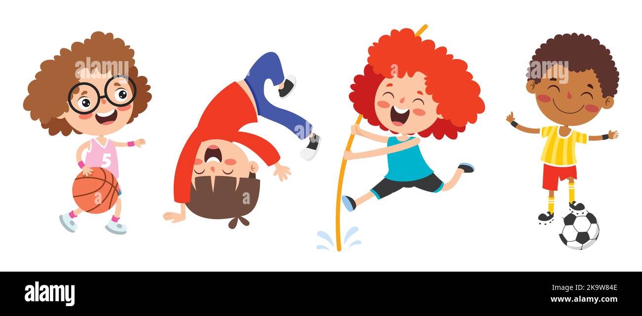 Happy Kids Making Various Sports Stock Vector Image & Art - Alamy