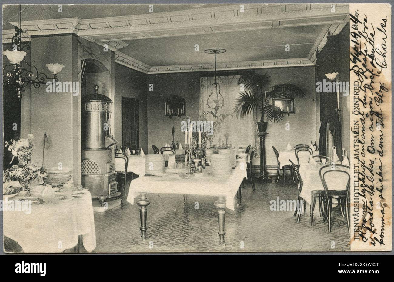 The railway hotel in Öxnered, the dining room Stock Photo - Alamy