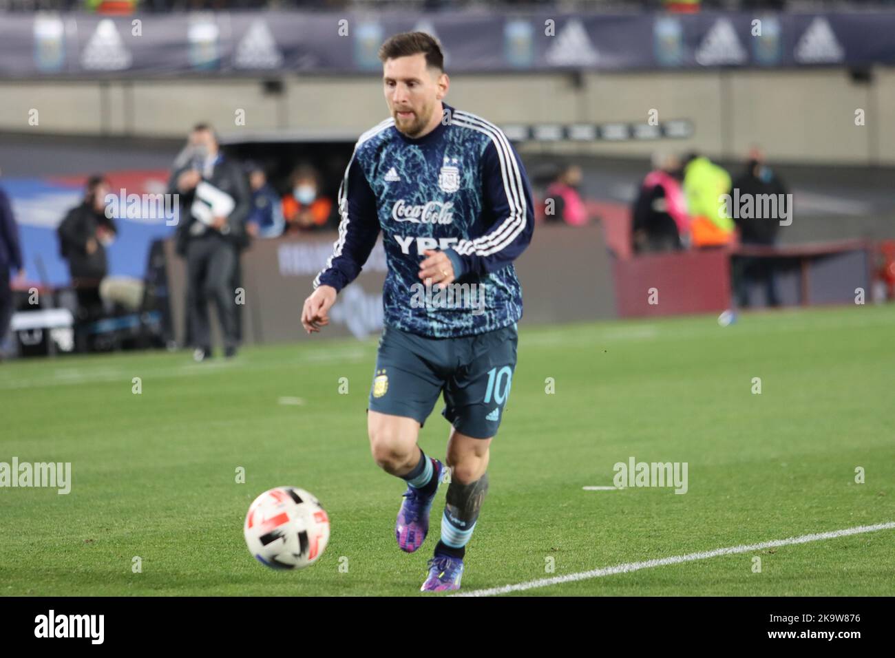 Buenos Aires; 14th October 2022; Qatar 2022 qualifiers; Messi pre match ...