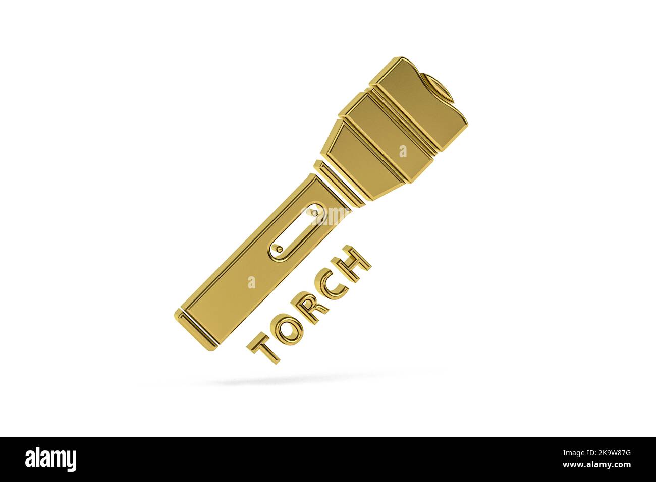 Golden 3d torch icon isolated on white background - 3D render Stock ...