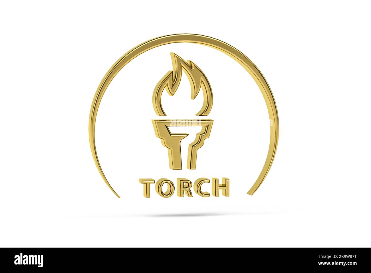 Golden 3d torch icon isolated on white background - 3D render Stock ...