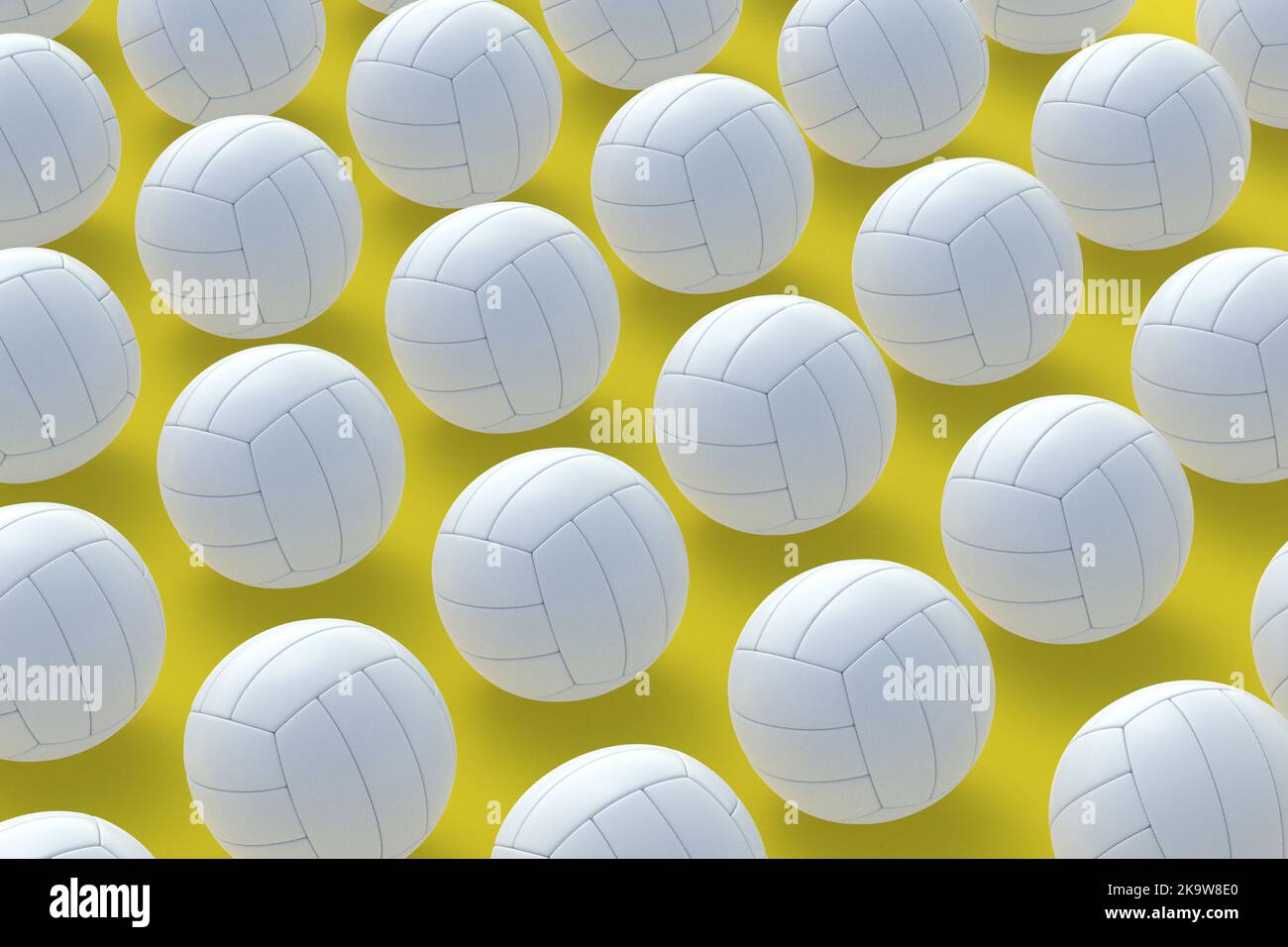 Pattern of white volleyball balls on yellow background. Sports ...