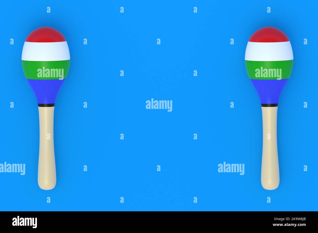 Two maracas on blue background. National musical instrument ...