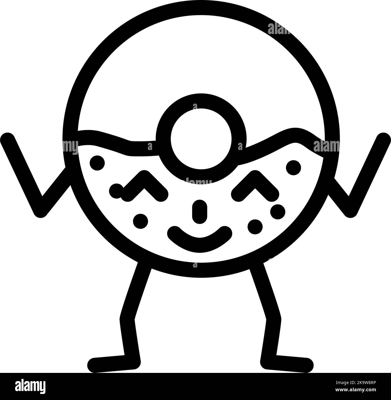 donut dessert character line icon vector illustration Stock Vector ...