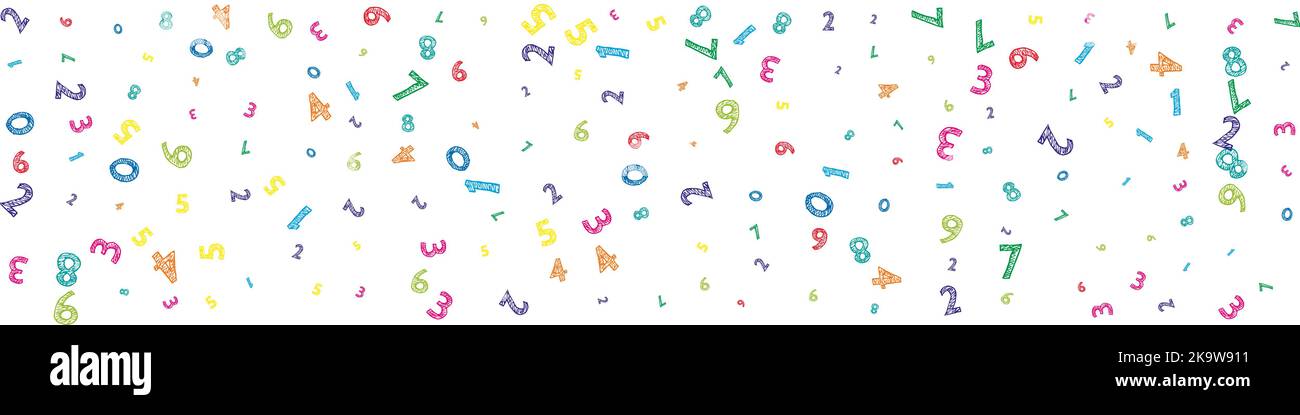 Falling colorful messy numbers. Math study concept with flying digits ...