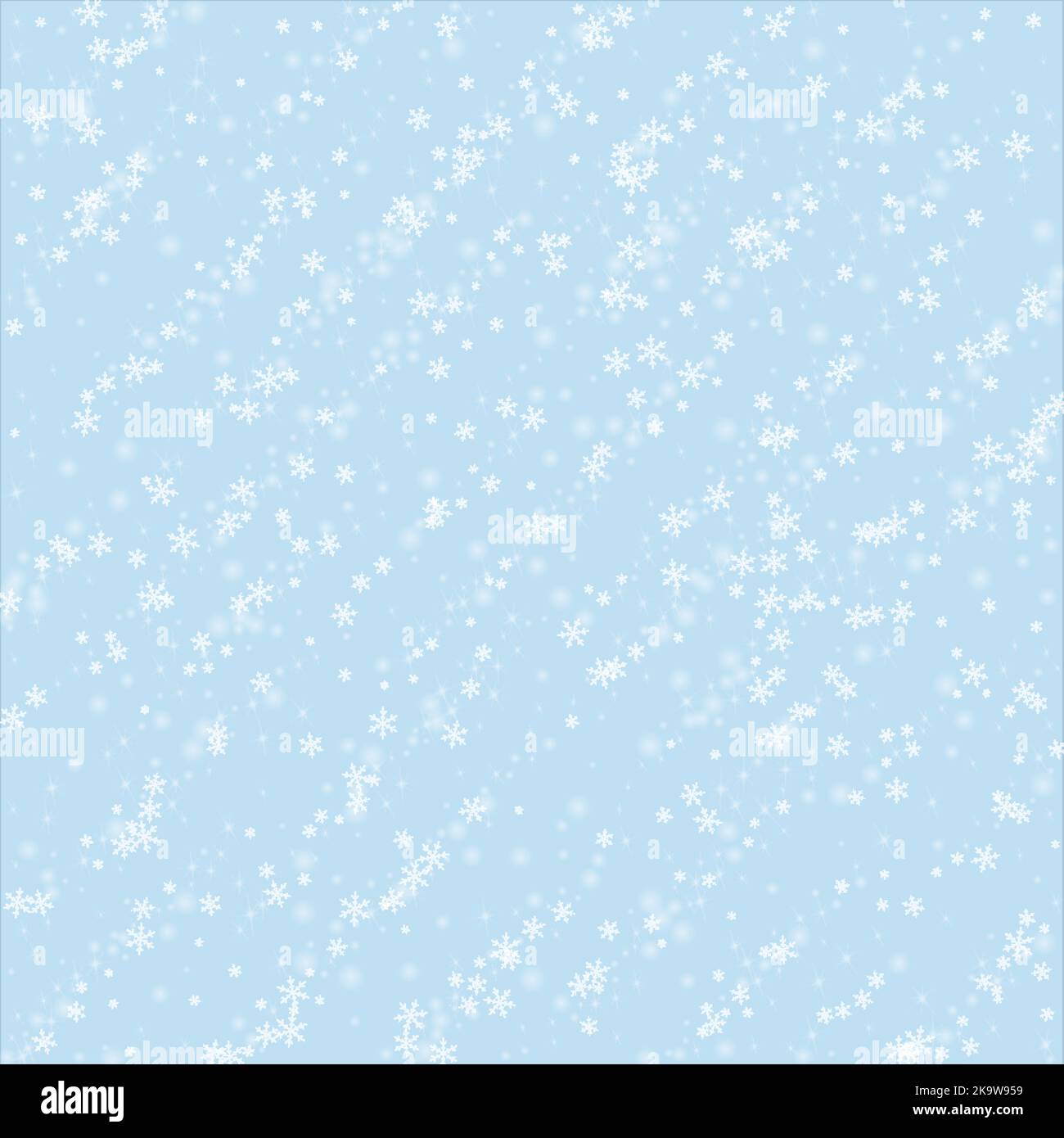 Snowy christmas background. Subtle flying snow flakes and stars on ...