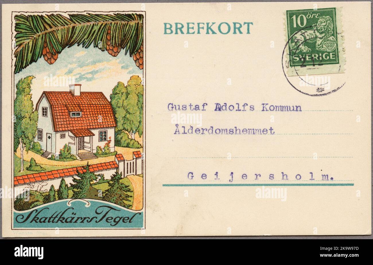 Postcard from Tax Cart's brick Stock Photo - Alamy