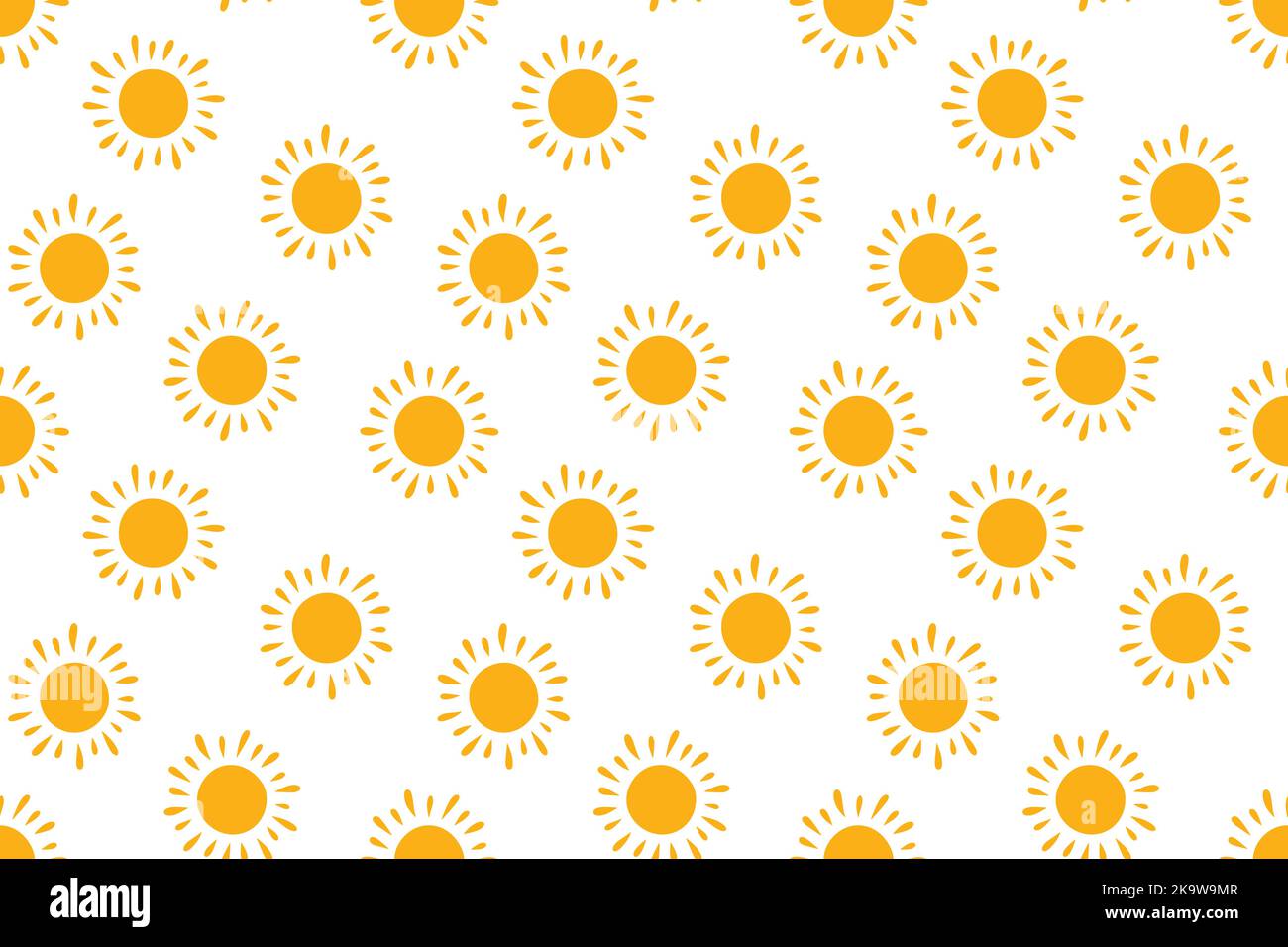 Hand drawn doodle suns seamless pattern. Children drawing of yellow sun ...