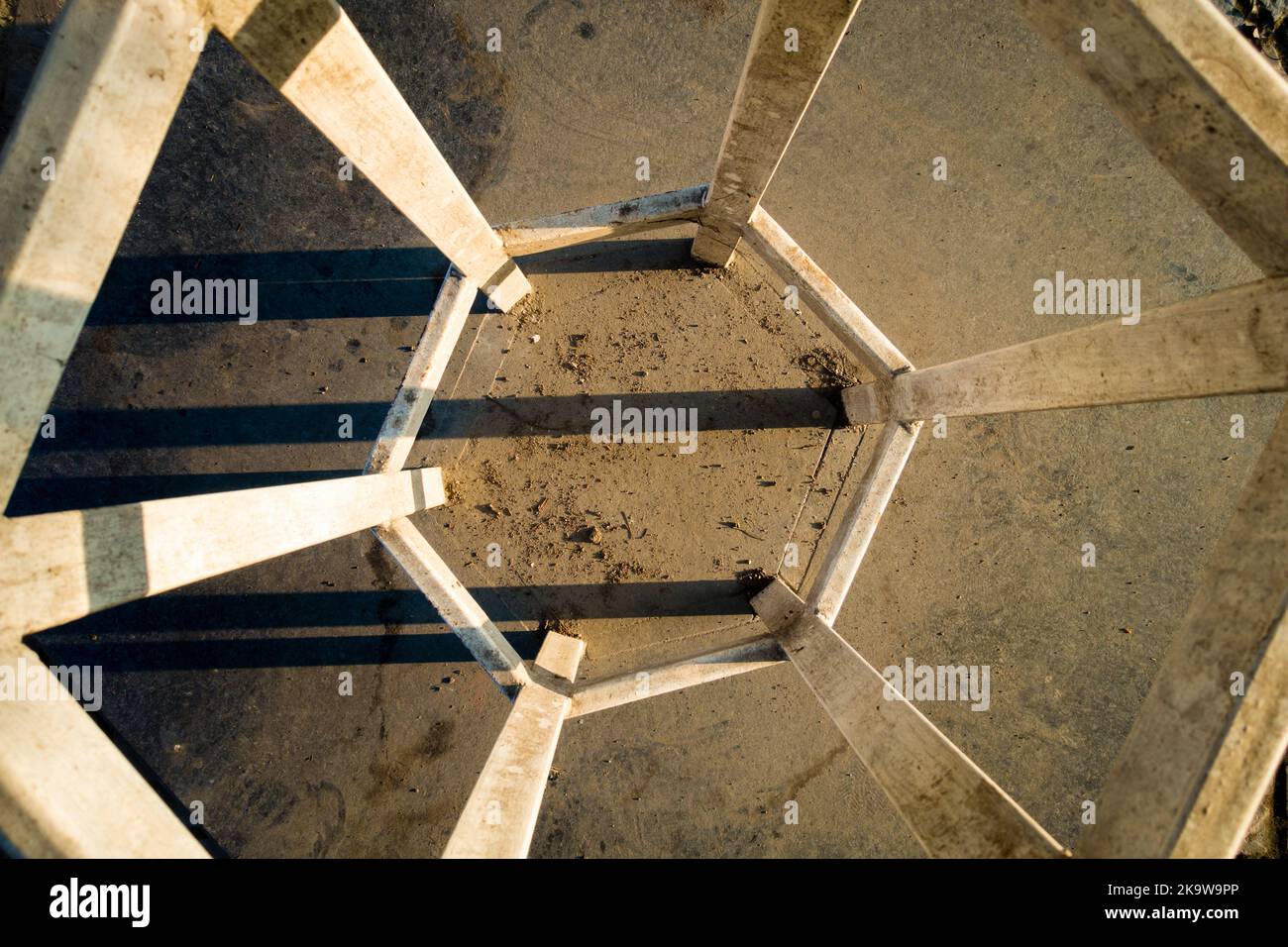 Hexagonal metal piping base support construction. Uttarakhand India ...