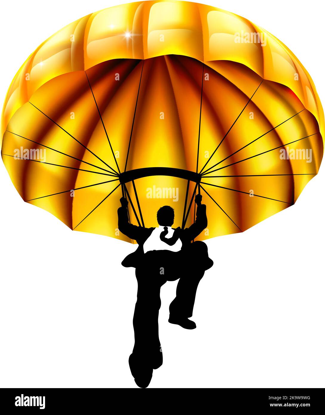 Parachute Businessman Man Silhouette Sky Diving Stock Vector Image ...
