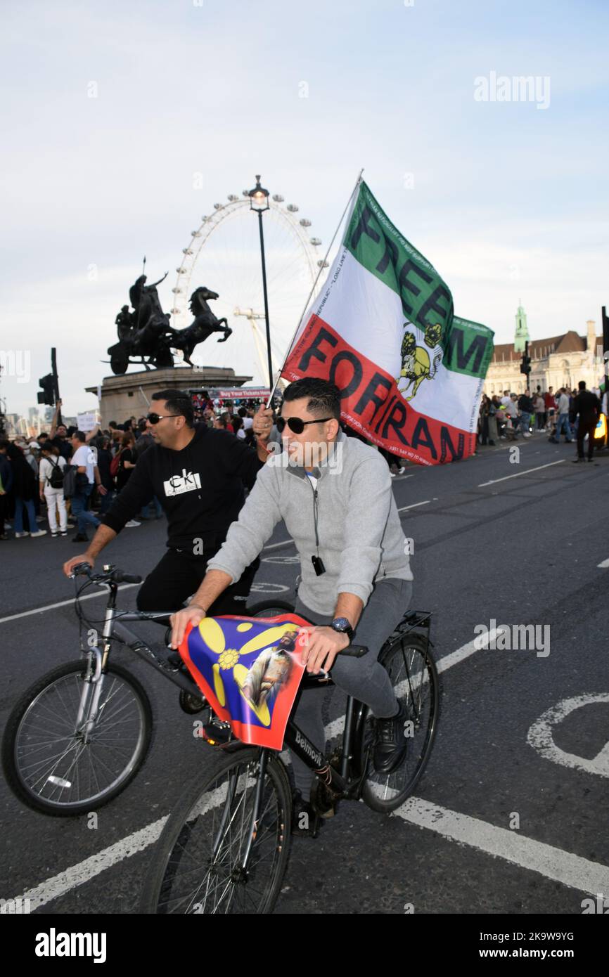 London, UK 29 October 2022. Protest opposite Houses of Parliament to ...