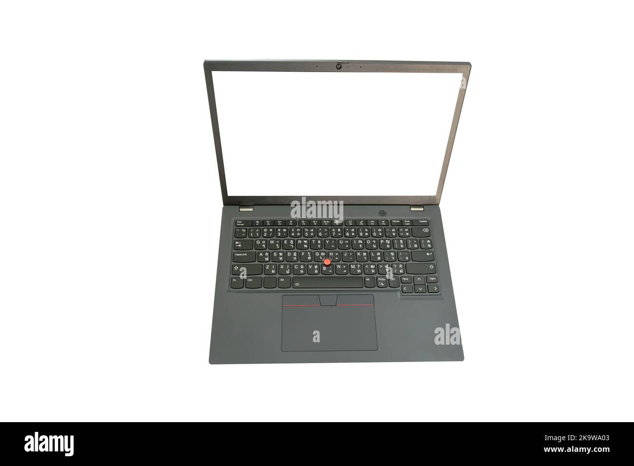 black compute laptop arranging on white background Stock Photo - Alamy