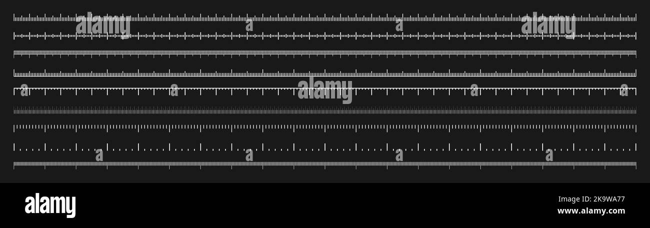 Various measurement scales with divisions. Realistic white scale for ...