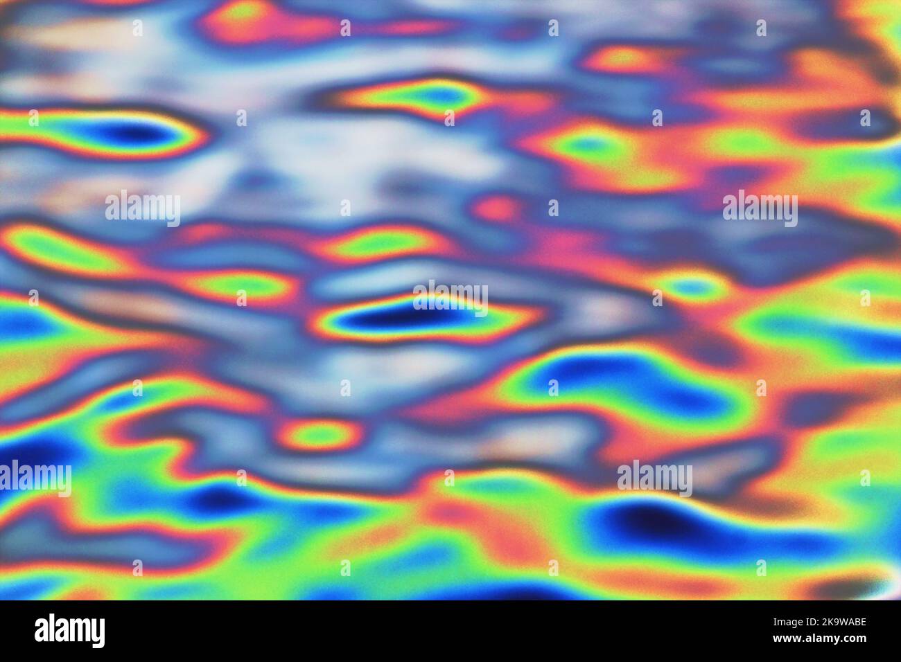 colorful wave on water surface on sea with effect and grain in sunset ...