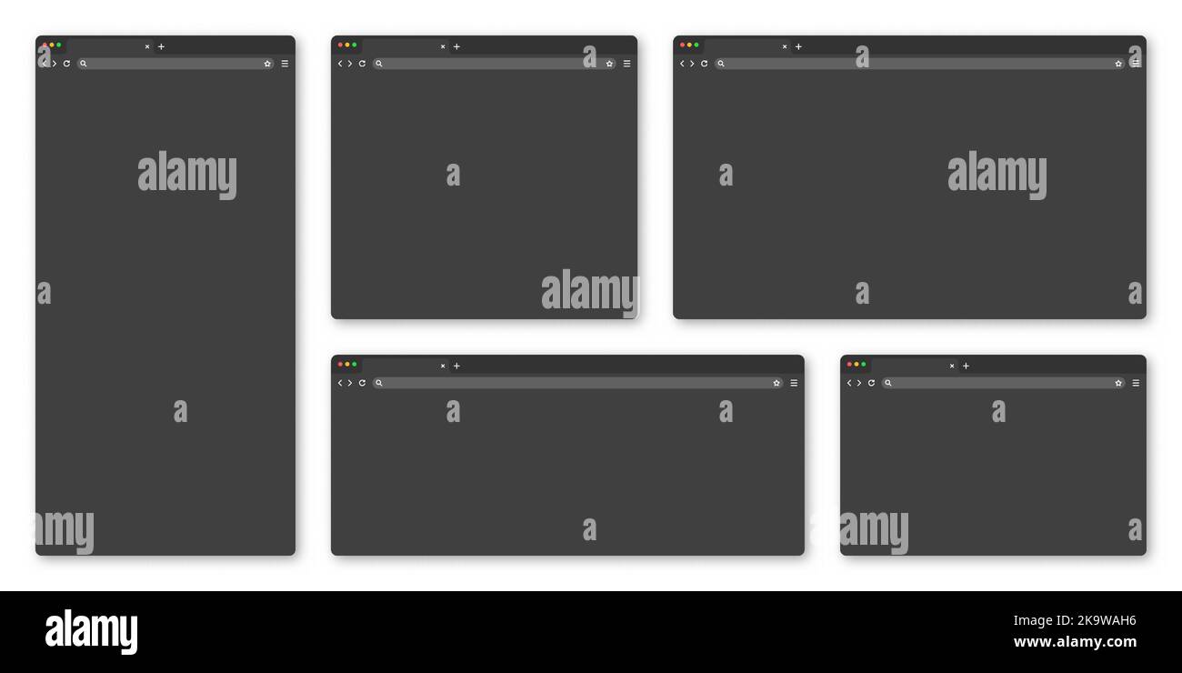 Blank web browser window with tab, toolbar and search field. Modern ...