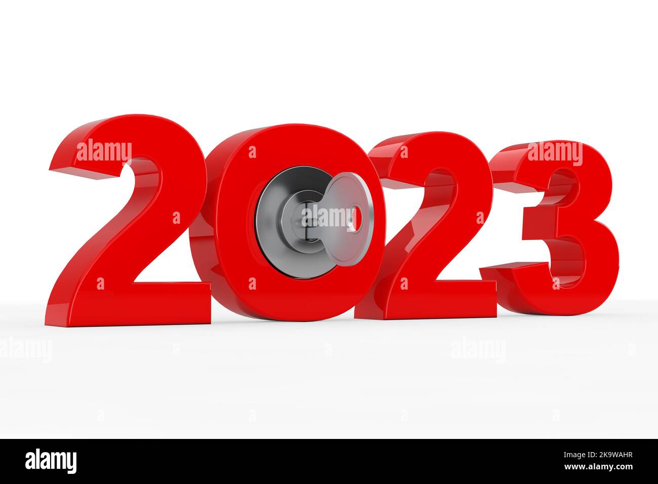 New 2023 Year Sign with Key on a white background. 3d Rendering Stock ...