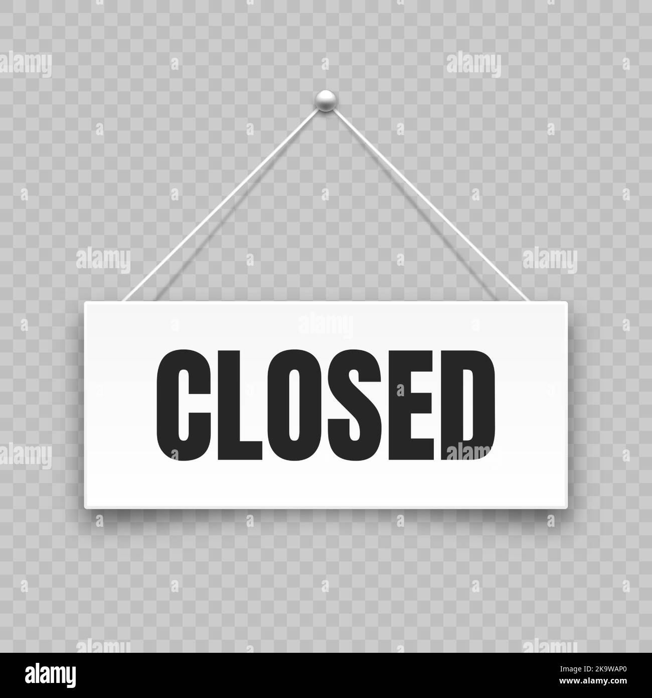 Realistic closed hanging signboard. Vintage door sign for cafe ...