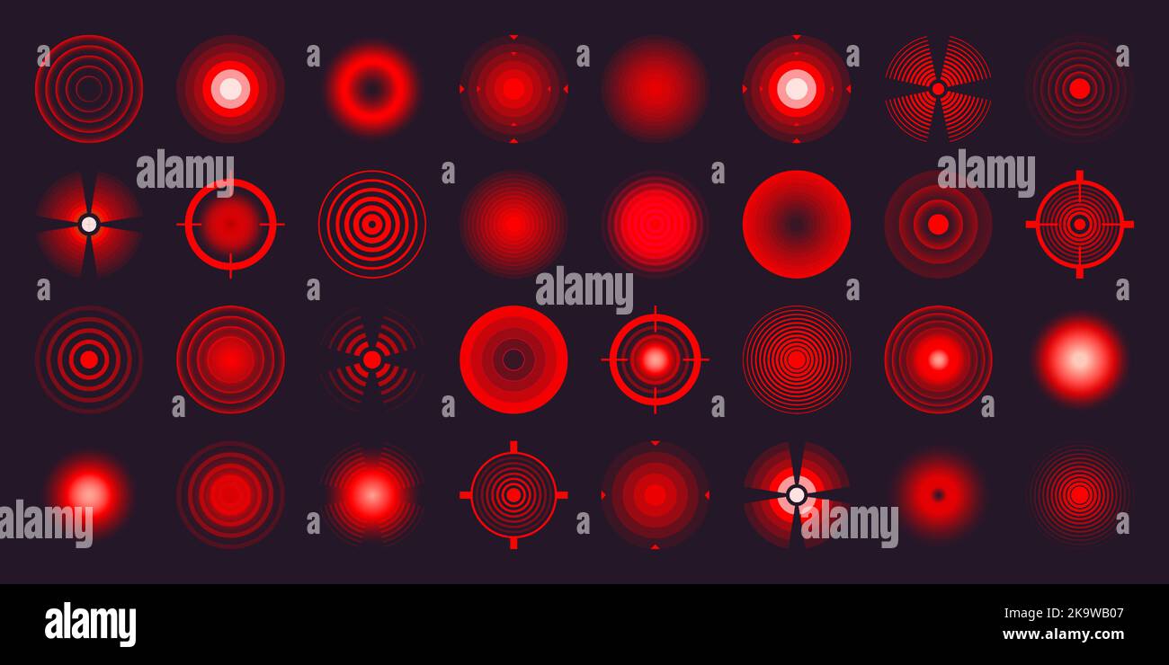Thermal, night vision scope. Crosshair, gun sight vector icons ...