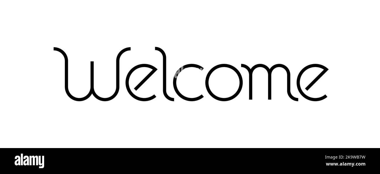 Welcome advertising signboard title. Thin line editable stroke ...