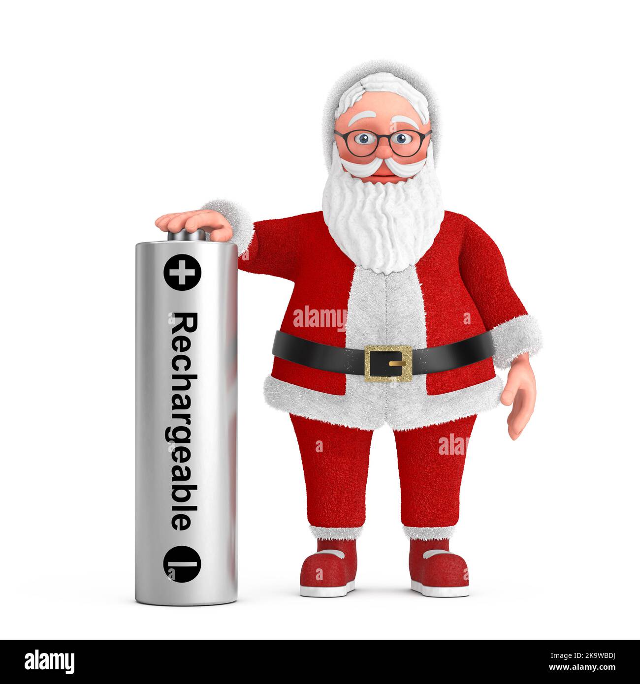 Cartoon Cheerful Santa Claus Granpa with Rechargeable Battery on a ...