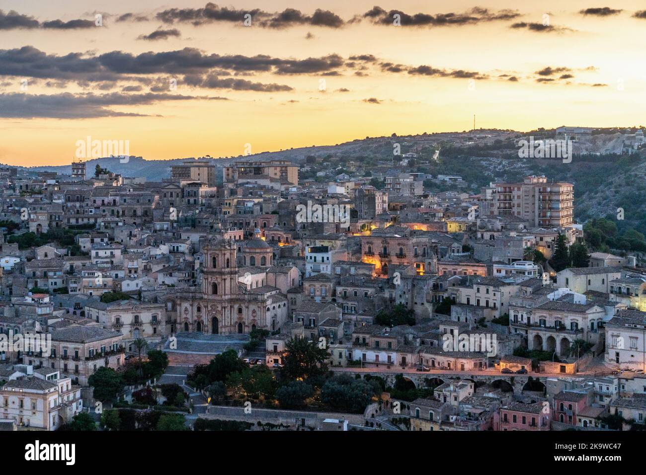 Modica, a city built on a hill, in the province of Ragusa, Sicily. The ...