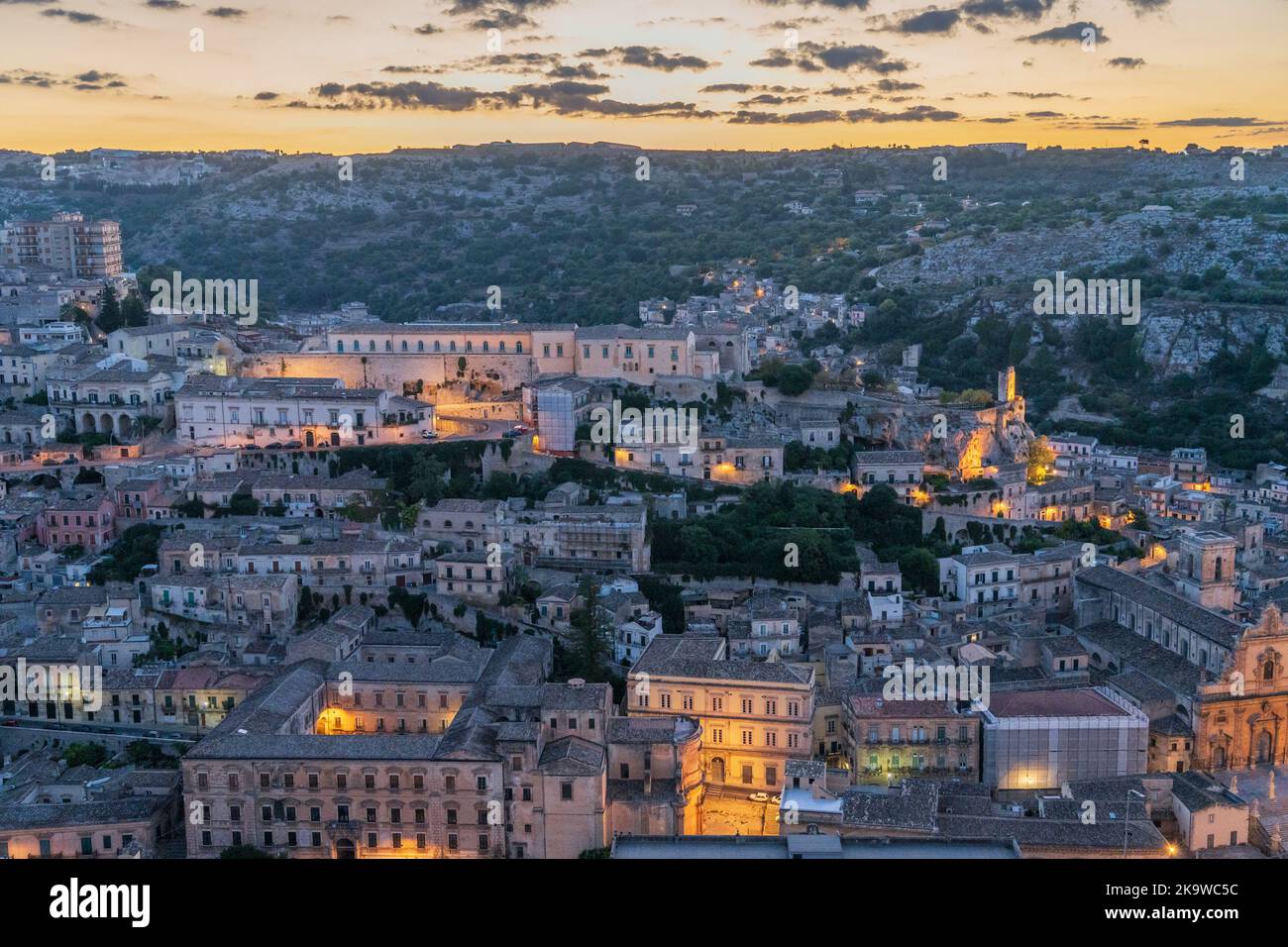 Modica, a city built on a hill, in the province of Ragusa, Sicily. The ...