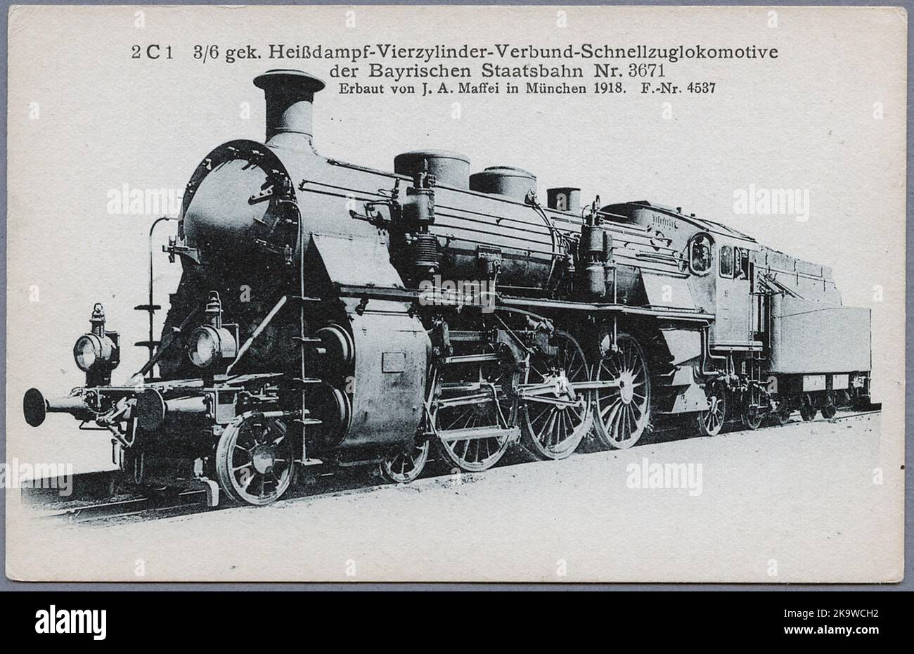 German steam locomotive, 2 C1 Bayrisken Staatsbahn Lok 3671 ...