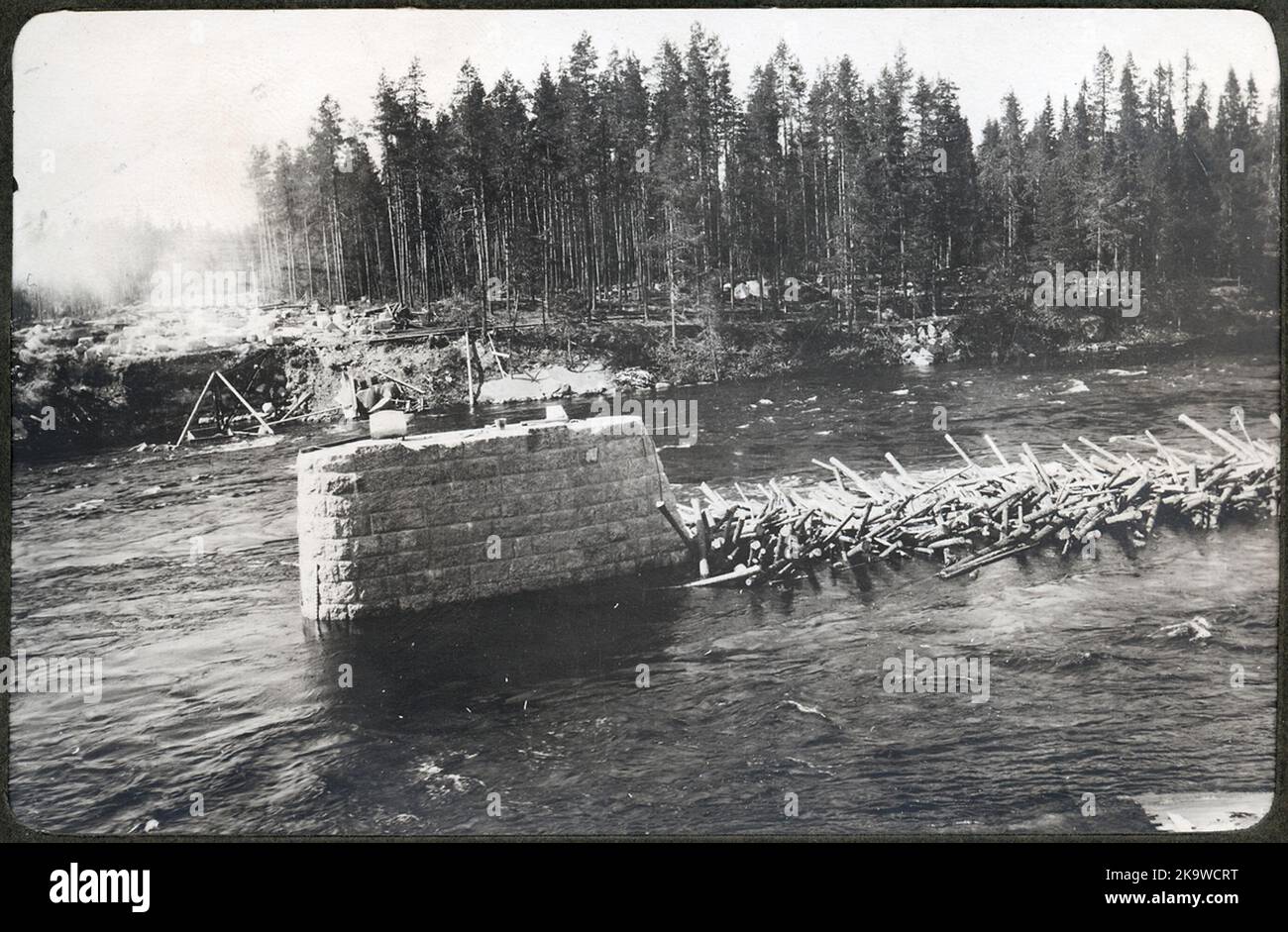The pillar is finished at the bridge over the Vindel River Stock Photo ...