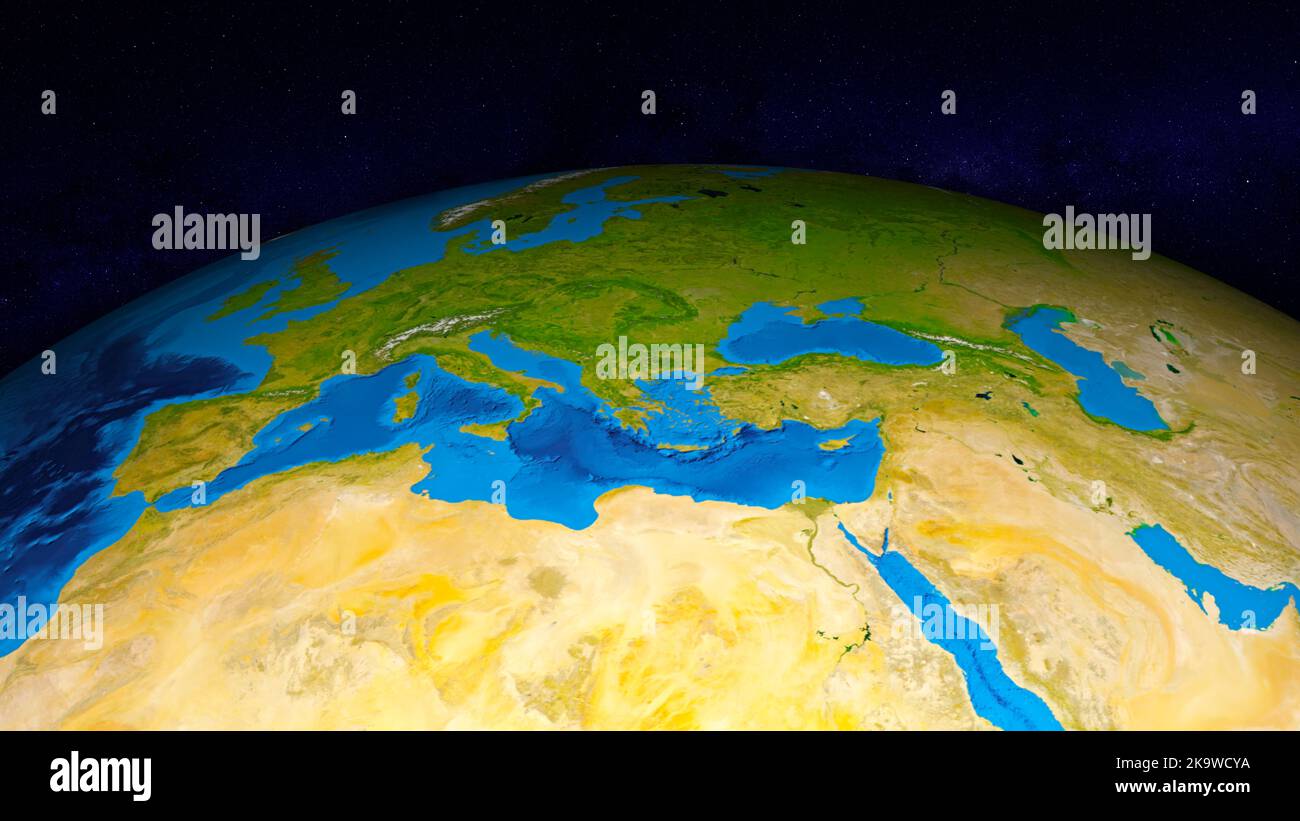 Earth globe focused on Europe Stock Photo - Alamy