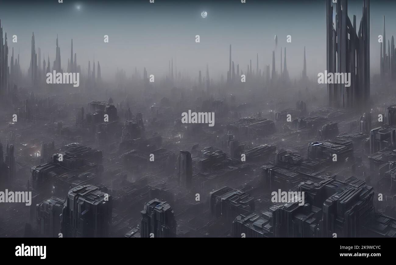 Science fiction illustration city mars hi-res stock photography and ...