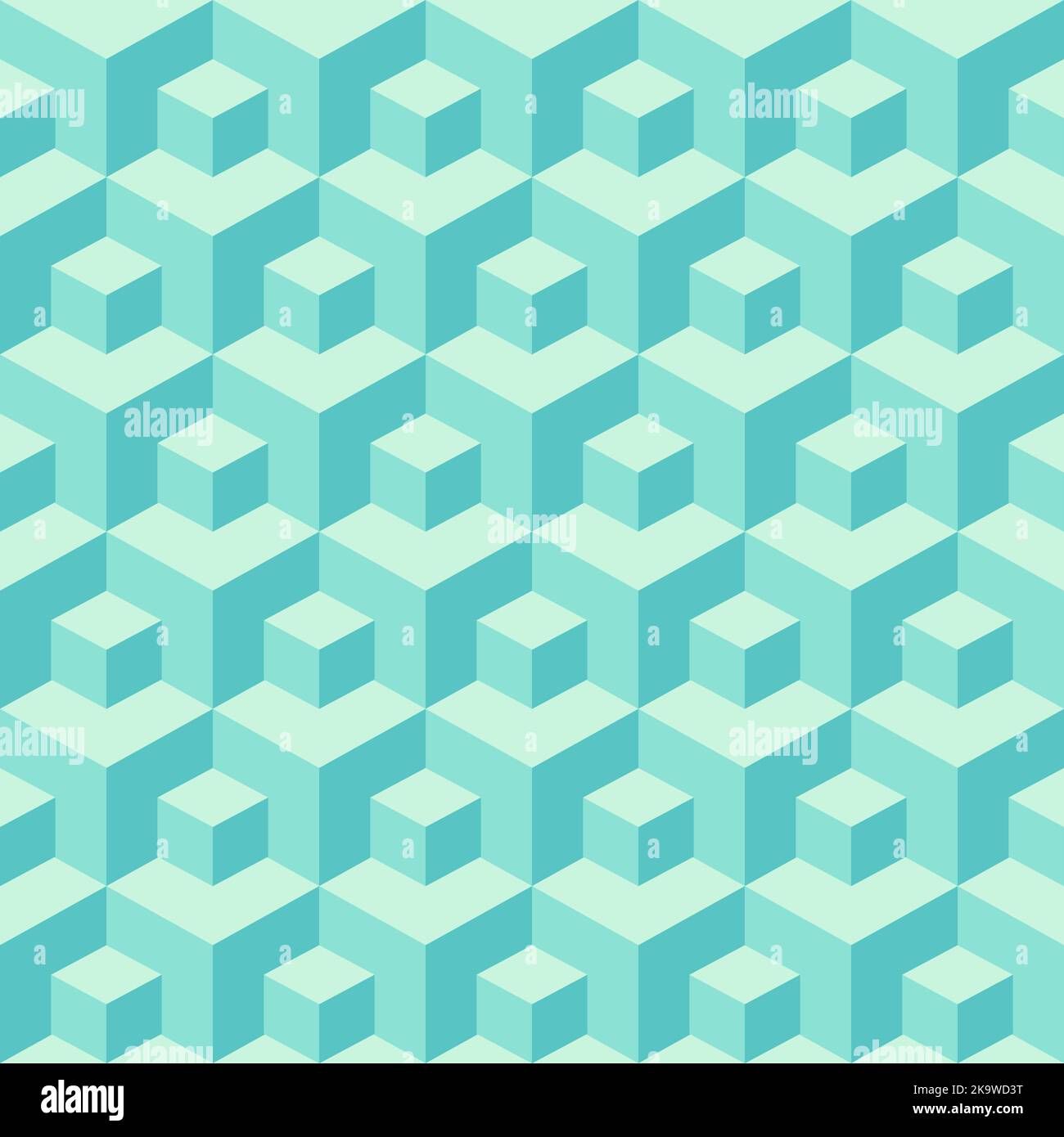 Seamless Isometric Pattern Turquoise Color Cubes Stock Vector Image