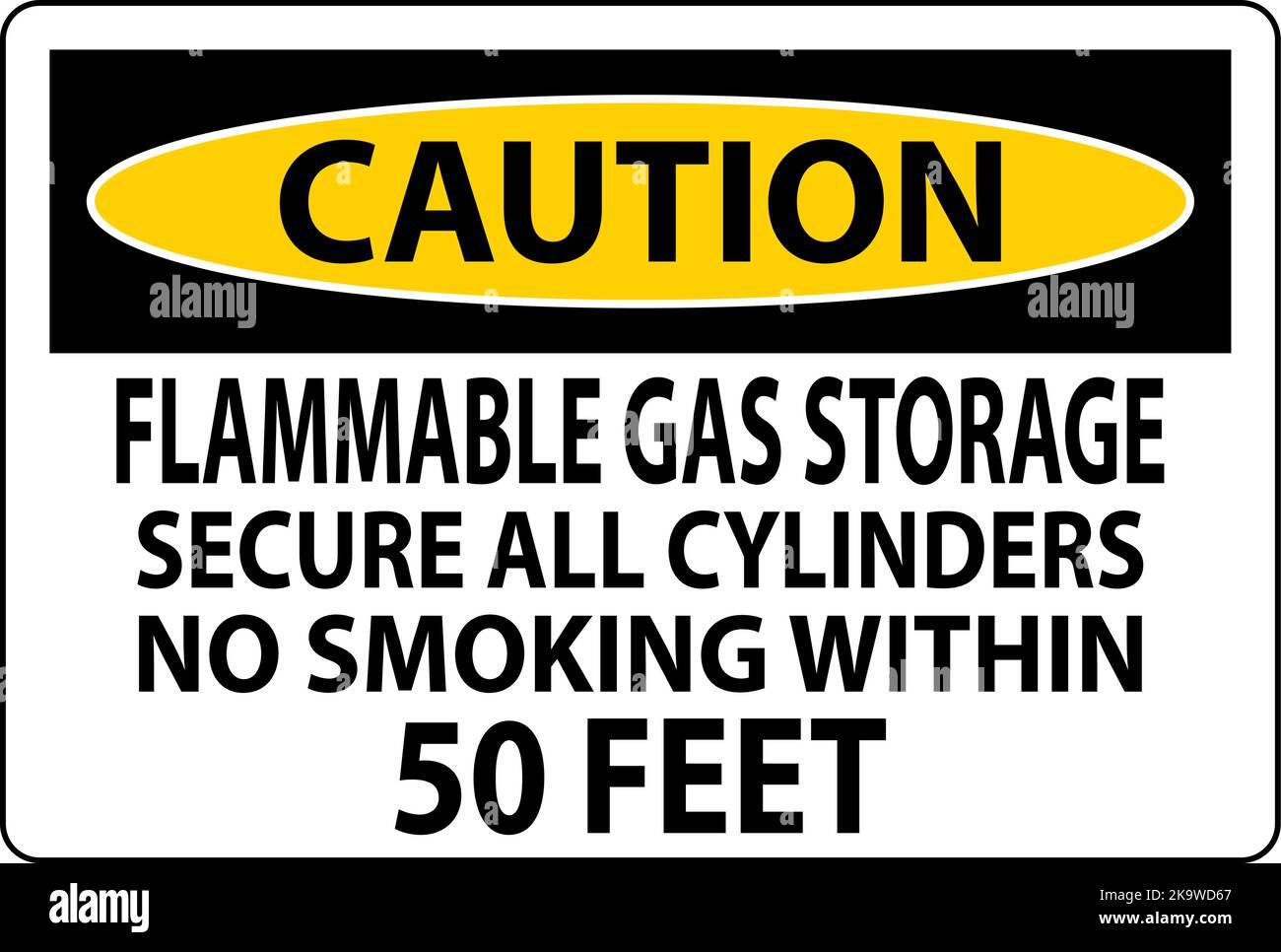 Caution Sign Flammable Gas Storage, Secure All Cylinders, No Smoking ...