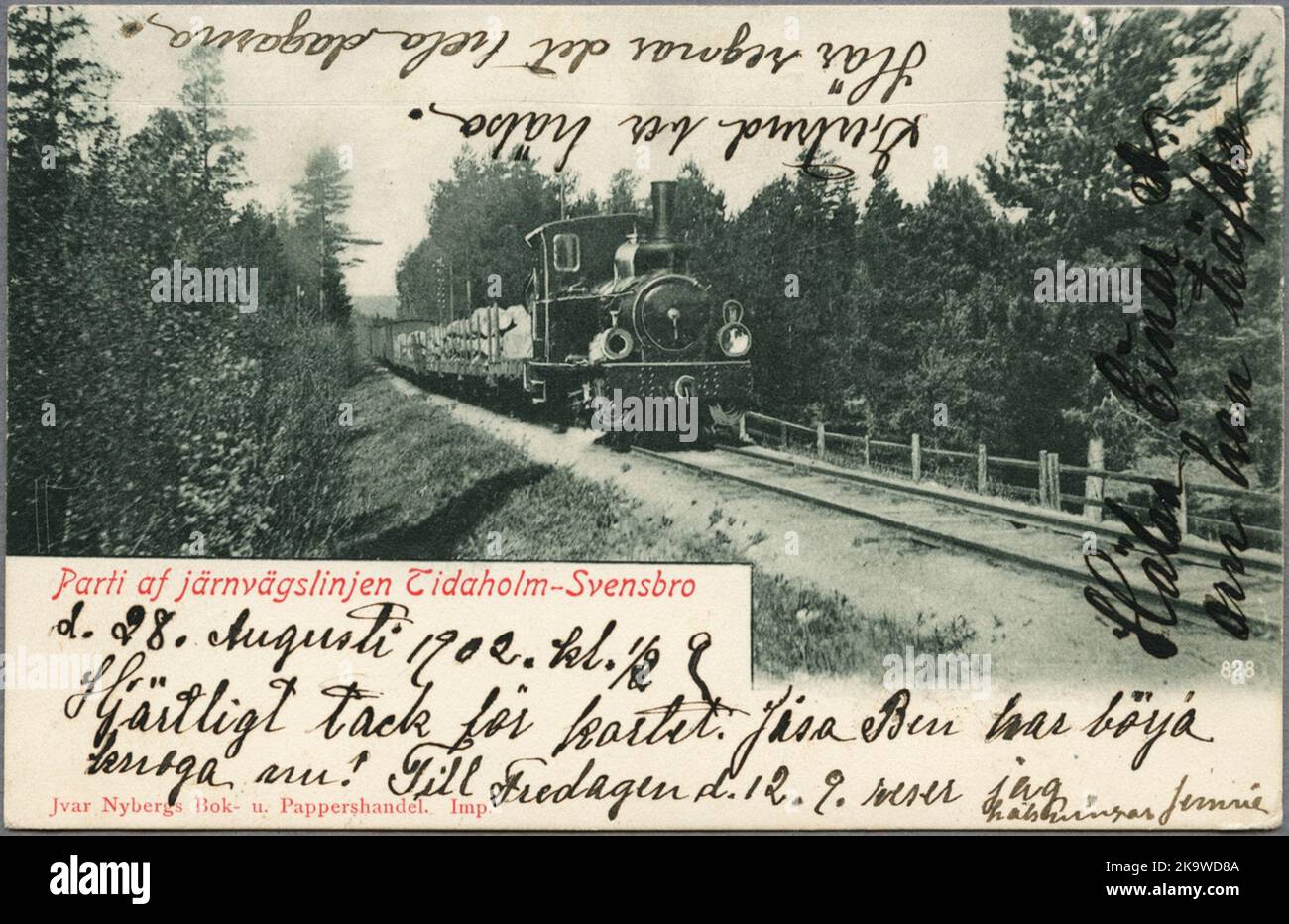 Steam locomotive with timber cars on the line between Tidaholm and ...
