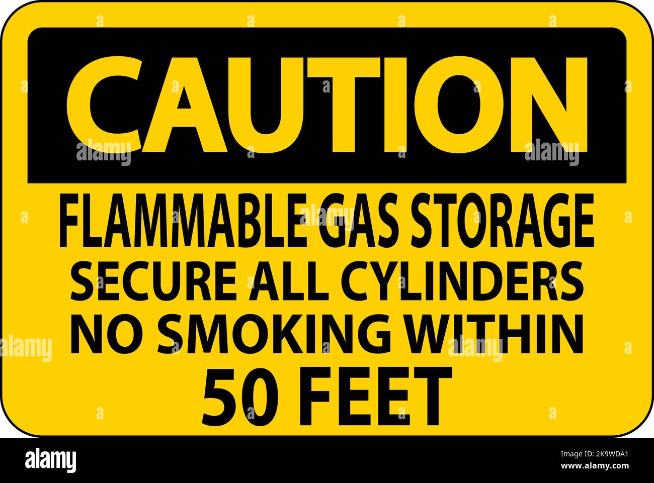 Caution Sign Flammable Gas Storage, Secure All Cylinders, No Smoking ...