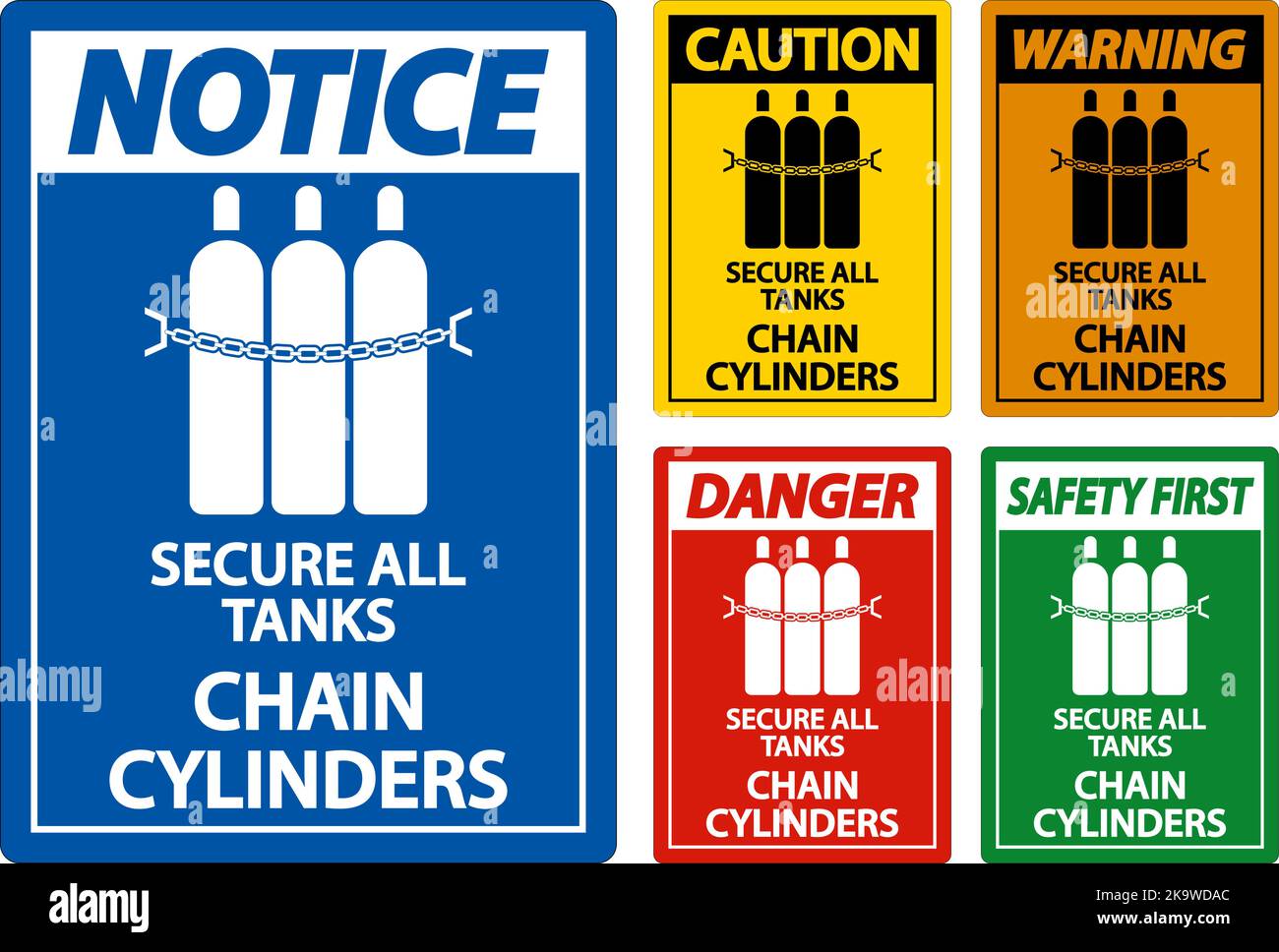 Notice Sign Secure All Tanks, Chain Cylinders Stock Vector Image & Art ...