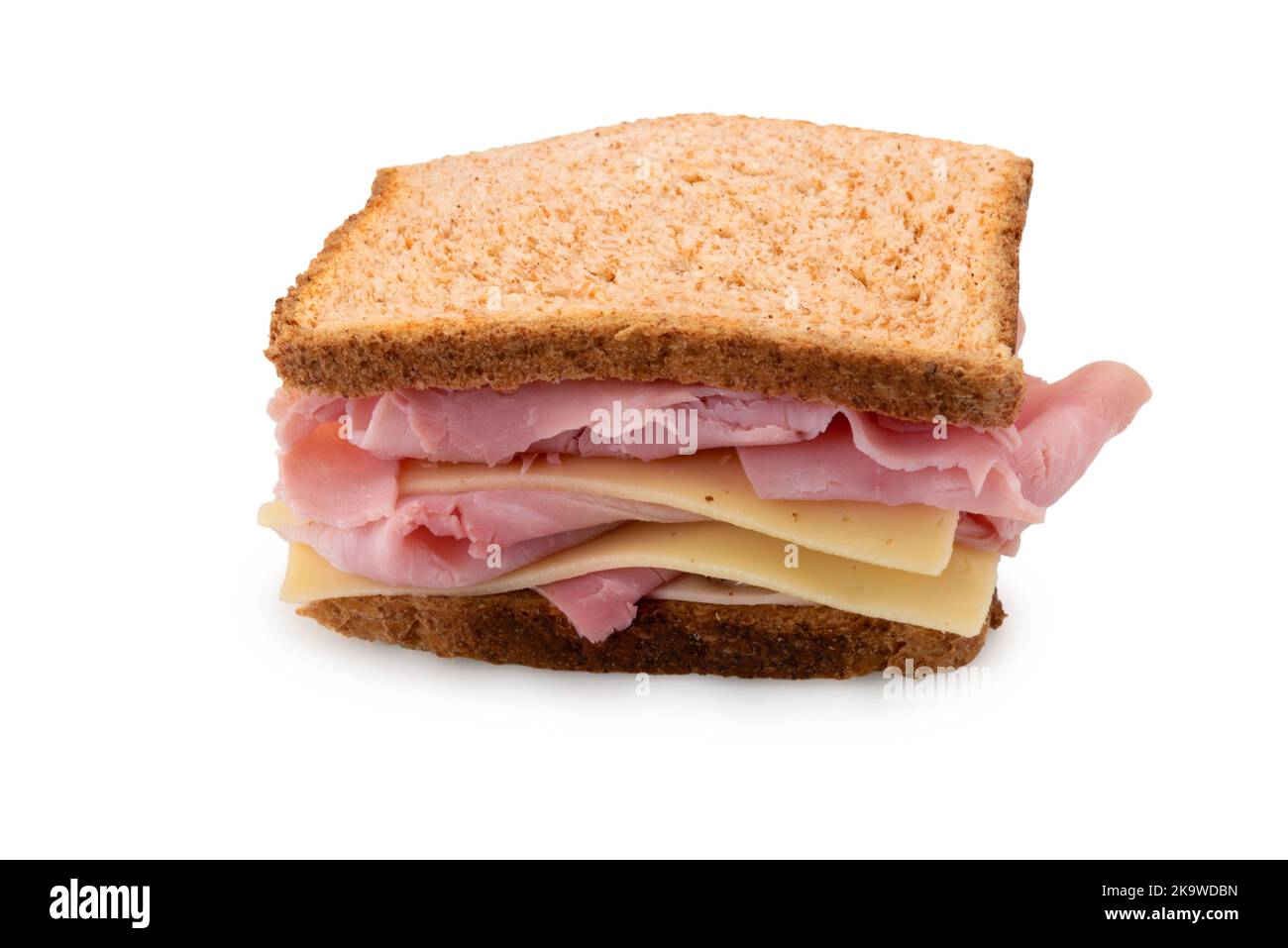 Sandwich with ham and cheese, wholemeal bread with slices of edamer and ...