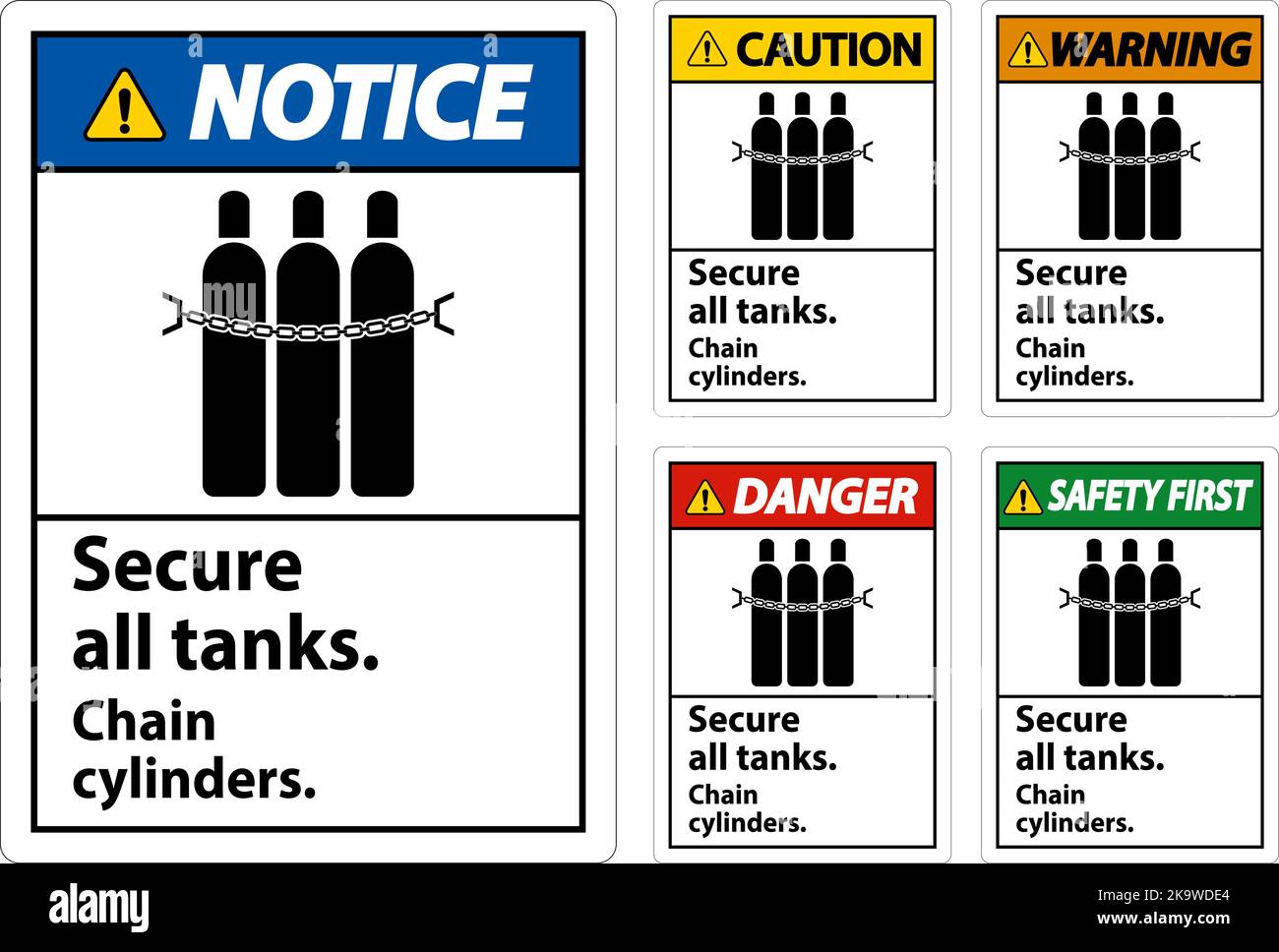 Notice Sign Secure All Tanks, Chain Cylinders Stock Vector Image & Art ...