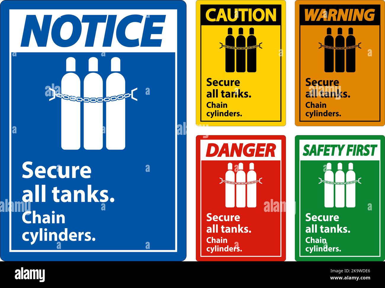 Notice Sign Secure All Tanks, Chain Cylinders Stock Vector Image & Art ...