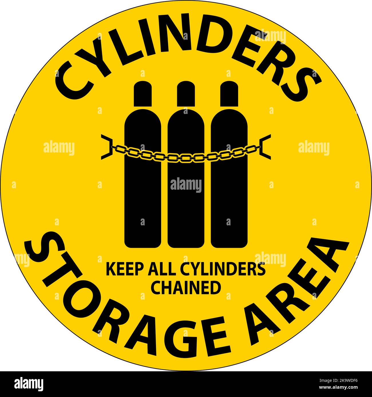 Floor Sign Cylinder Storage Area, Keep All Cylinders Chained Stock ...
