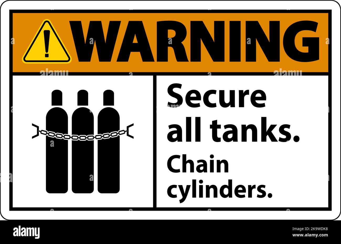 Warning Sign Secure All Tanks, Chain Cylinders Stock Vector Image & Art ...