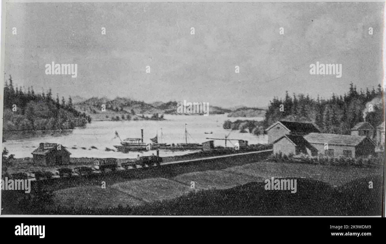 Lake end station, 1860s. After lithography Stock Photo - Alamy