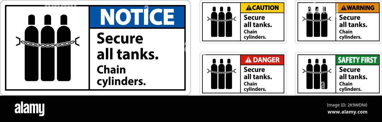 Notice Sign Secure All Tanks, Chain Cylinders Stock Vector Image & Art ...