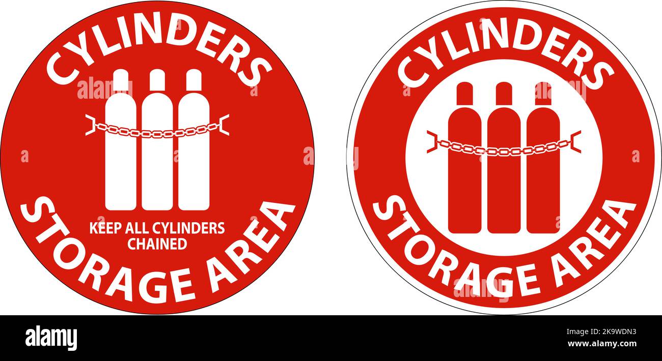 Floor Sign Cylinder Storage Area, Keep All Cylinders Chained Stock ...