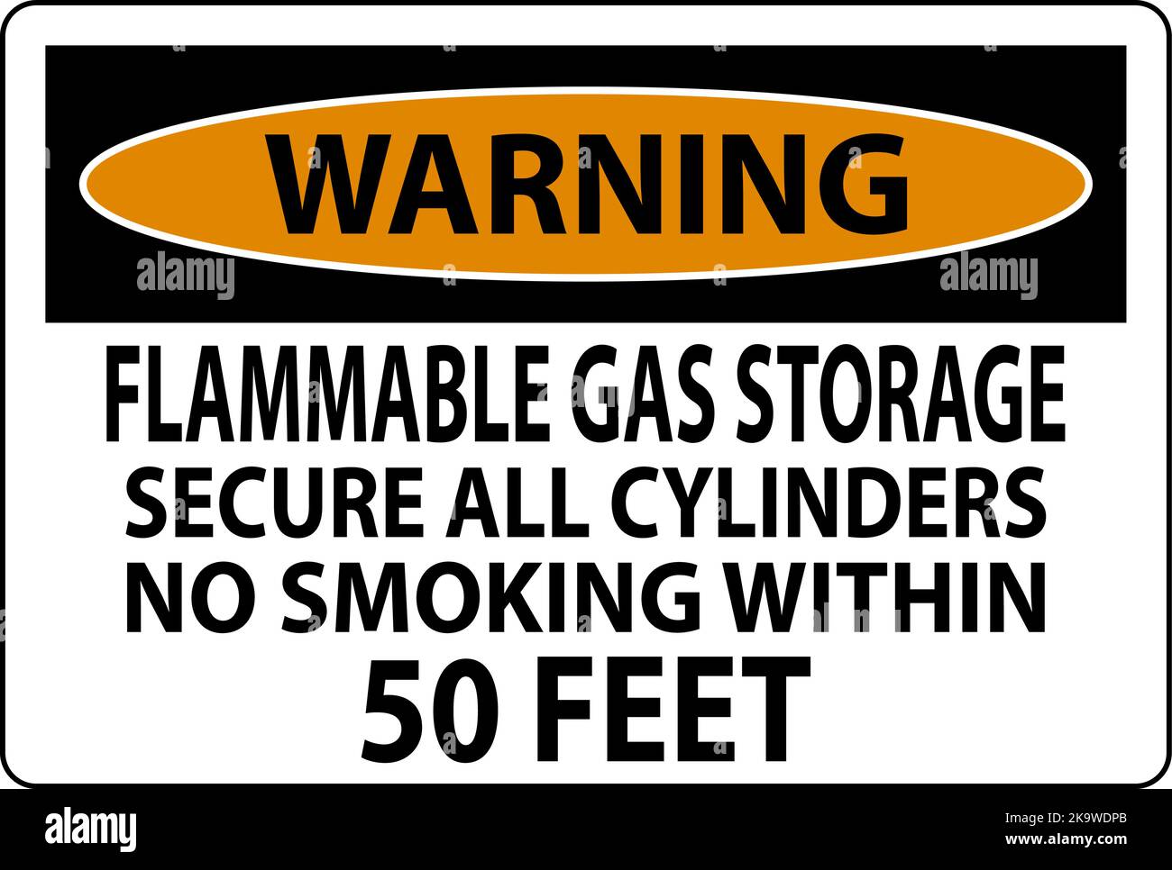 Warning Sign Flammable Gas Storage, Secure All Cylinders, No Smoking ...