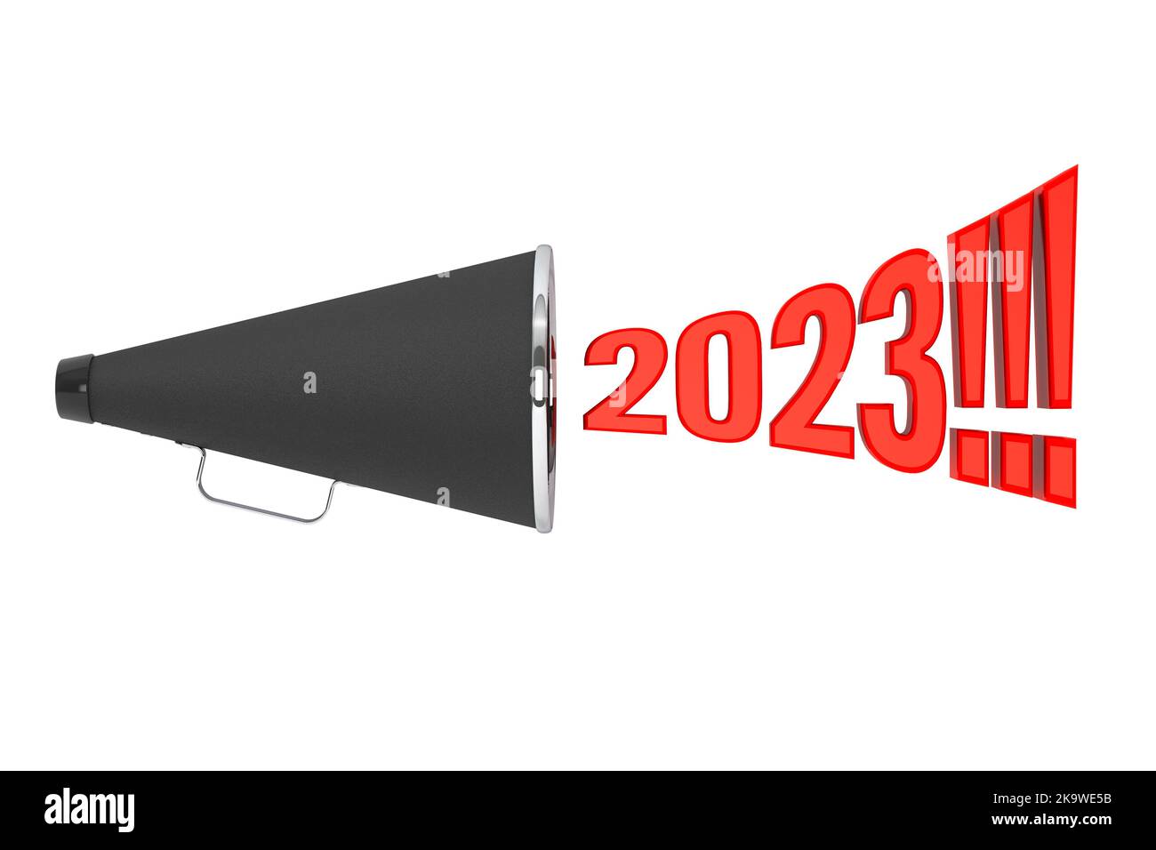 Black Vintage Megaphone with 2023 year Sign on a white background. 3d Rendering Stock Photo - Alamy