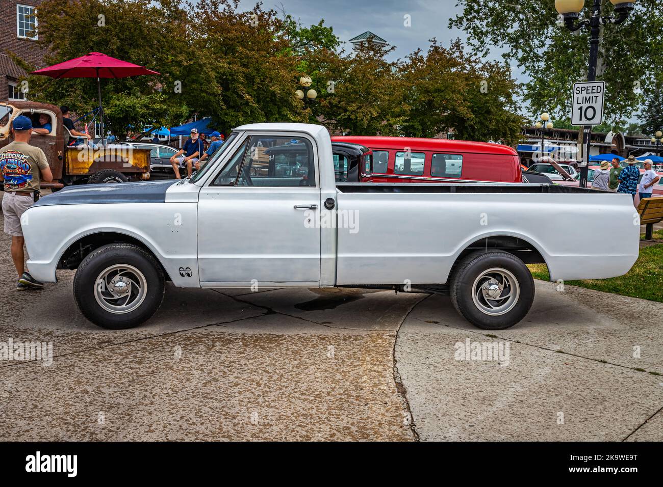Des Moines, IA - July 01, 2022: High perspective side view of a 1967 ...