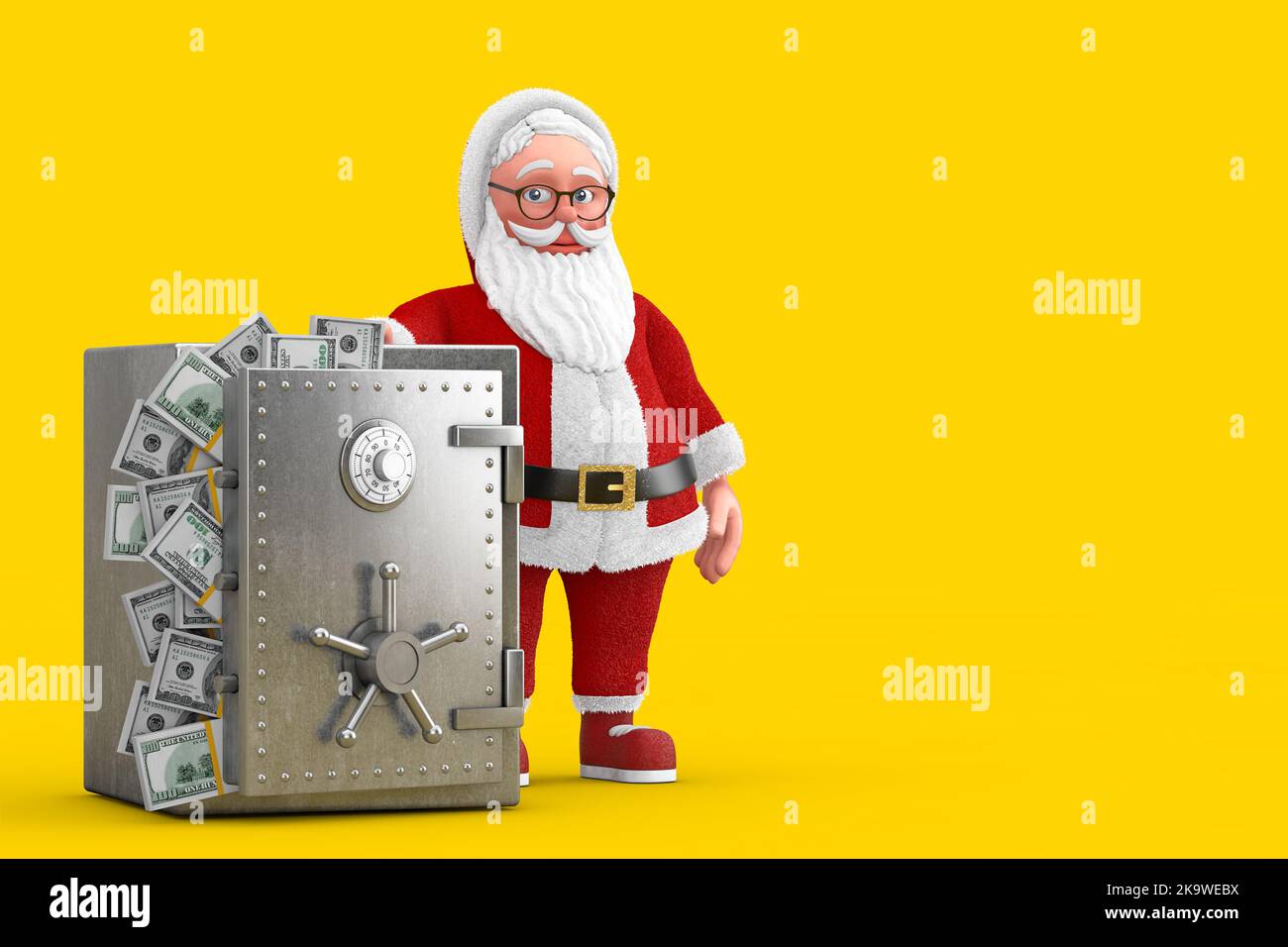 Cartoon Cheerful Santa Claus Granpa with Vault or Safe Box Full of ...